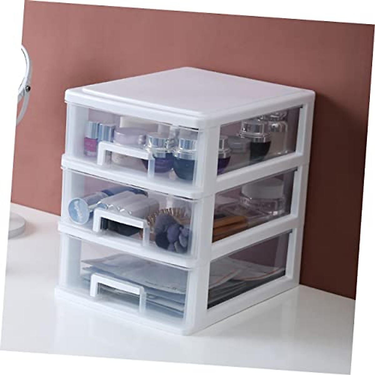 Mikinona Storage Cabinet 6 Tier Stackable Storage Container Jewelery Container Storage 3 Drawer Stacking Drawers Storage Small Drawer Storage Desk Drawer Office Storage Tray Jewelry White