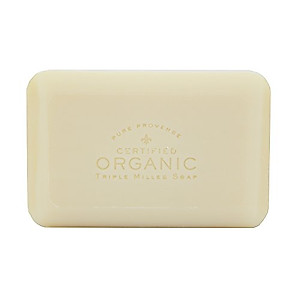 Pure Provence Natural and Organic Triple Milled French Lavender Soap | Organic Shea Butter | Luxury Full-Size Bars | 100% Vegetable Based | Relaxing | 5.3 oz (150g) Soaps (3 Bars)