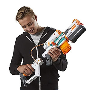 Nerf Modulus Tri-Strike Blaster, Mega Barrel, Rocket Launcher, Clip, 10 Elite Darts, 4 Mega Darts, 1 Rocket, Kids Outdoor Games (Amazon Exclusive)