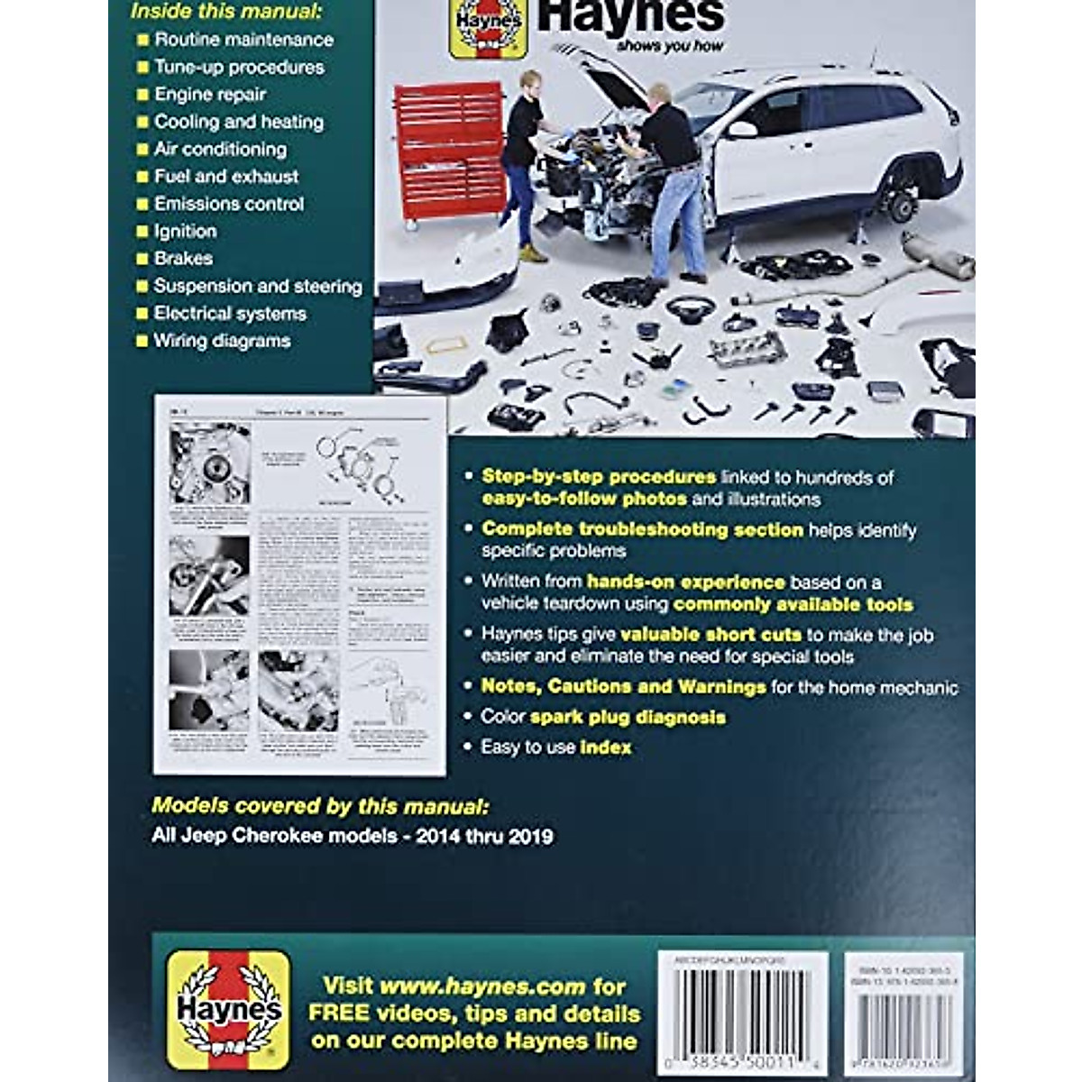 Haynes 50011 Repair Manual Compatible With Jeep Cherokee (2014-2019)