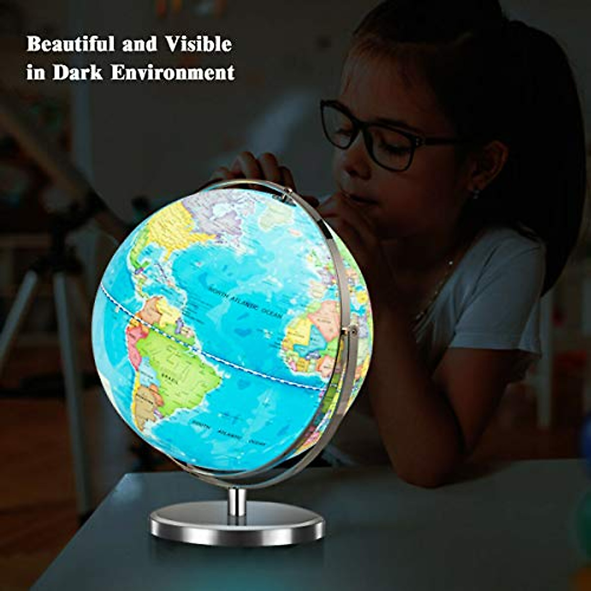 Goplus Desktop World Globe, Educational Geographic World Globe with LED ...