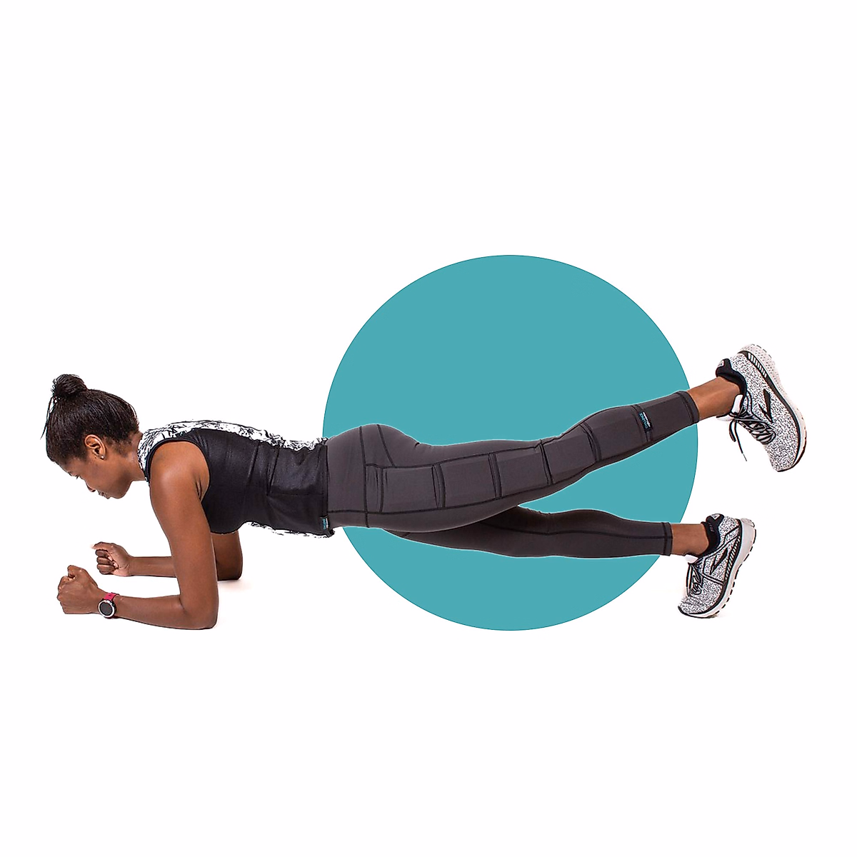 Challenge Weighted Workoutwear - Weighted Workout Leggings for Women, High Waisted Leggings w/ 5 Weight Enclosures On Each Leg, ⅛” Thick Flexible Weights, Yoga Pants Holds 2.5 Lbs, Black, L