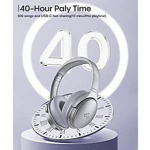 INFURTURE Active Noise Cancelling Headphones, H1 Wireless Over Ear Bluetooth Headphones, Deep Bass Headset, Low Latency, Memory Foam Ear Cups,40H Playtime (Silver)