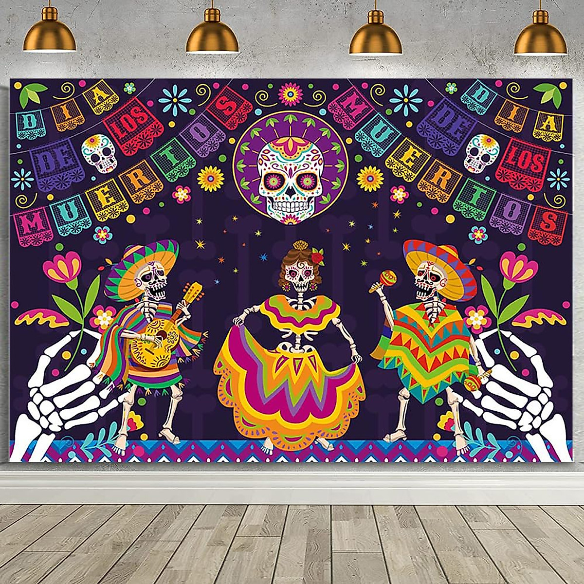 MEHOFOND Day of The Dead Backdrop Mexican Dia DE Los Muertos Photography Background Skull Skeleton Mexican Festival Party Decor 7x5ft