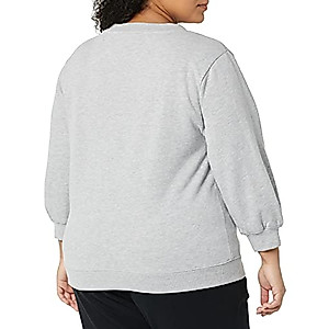Amazon Essentials Women's Fleece Sleeve Detail Crewneck Sweatshirt, Grey Heather, X-Large