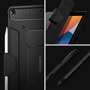 Spigen Rugged Armor Pro Designed for iPad 10.2 Case, iPad 9th Generation Case (2021) / iPad 8th Generation Case (2020) / iPad 7th Generation Case (2019) with Pencil Holder - Black
