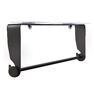 PHUNAYA Under Cabinet Paper Towel Holder Wall Mount for Home Kitchen,Stainless Steel for Large Rolls-Black