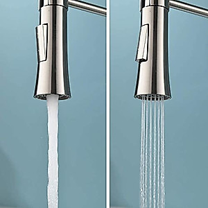 KINGO HOME Kitchen Faucet with Pull Down Sprayer, Commercial Utility Stainless Steel High Arc Single Handle Kitchen Sink Faucet with Sprayer Modern Farmhouse Spring Kitchen Faucets