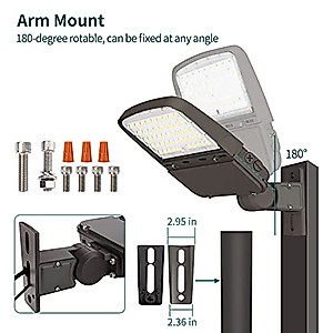 kadision 150W LED Parking Lot Light with Dusk to Dawn Photocell, Dimmable Shoebox Lights with Arm Mount, 130LM/W 5000K Daylight 100-277V, 75W/100W/150W Power Tunable, ETL Listed