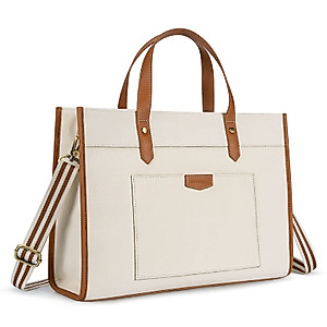 Missnine Laptop Tote Bag Canvas Laptop Bag 15.6 inch Work Shoulder Bags Casual Briefcase Handbag for Travel, Office, College