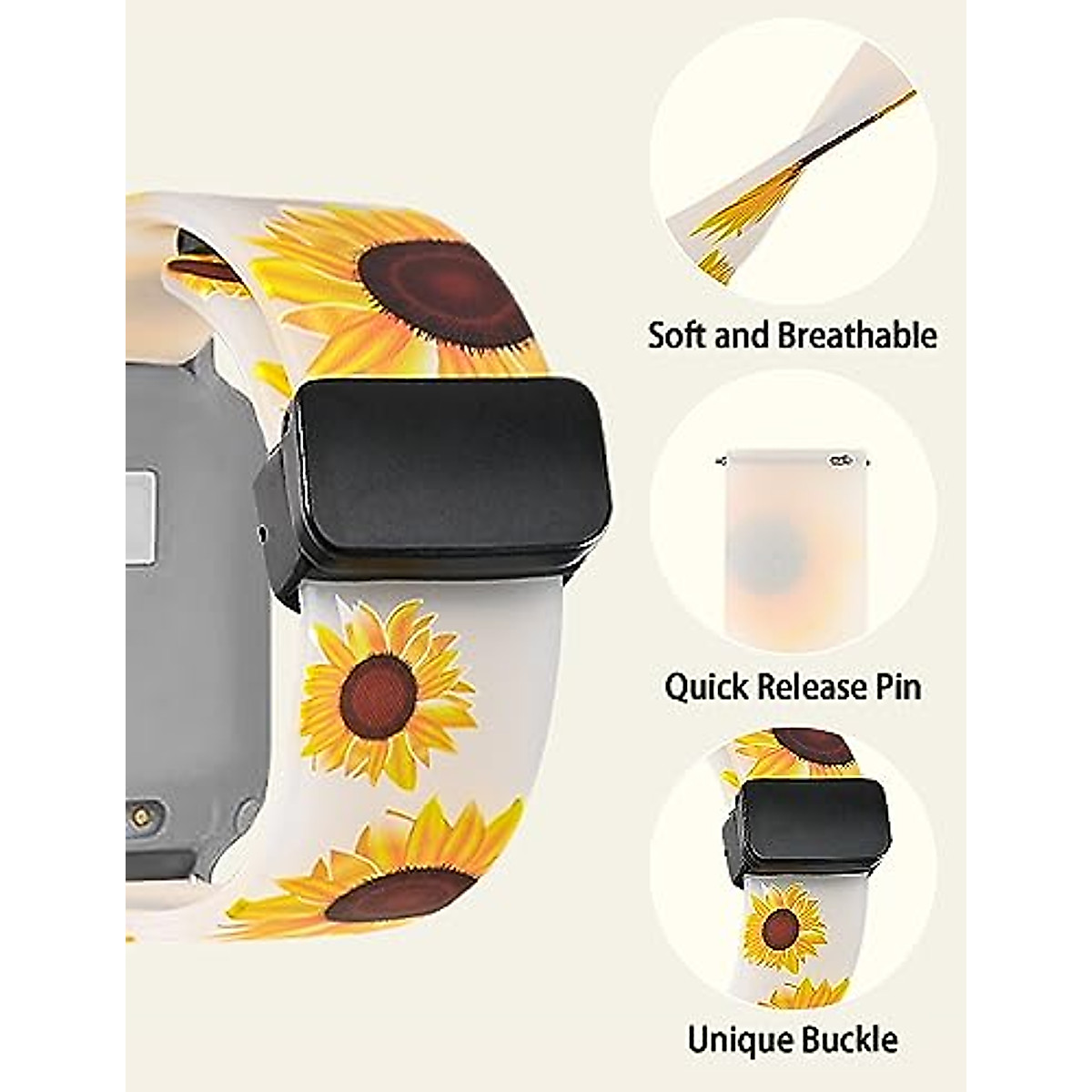 Khxriypha Sunflower Luminous Gizmo Watch Band Compatible with Verizon Gizmo Watch 1/2/3 Replacement Band Gabb Watch Strap for kids Boys Girls,Cartoon Silicone Soft Watch T-Mobile SyncUP Kid Smartwatch