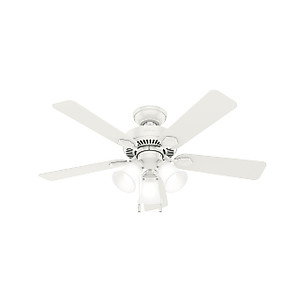 Hunter Swanson Indoor Ceiling Fan with LED Lights and Pull Chain Control, 44", Fresh White