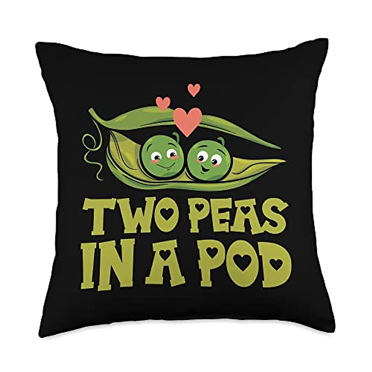 Valentine's Day Couples In Love Two Peas in a Pod Valentines Day in Love Vegan Vegetables Throw Pillow, 18x18, Multicolor