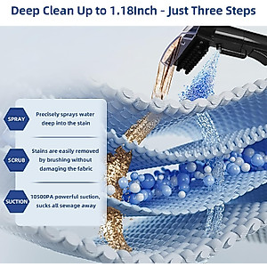 Slevoo Carpet Cleaner Machine 10.5Kpa Strong Suction, 400W Powerful Motor, Portable Upholstery Cleaner with Spot & Stain Remover for Pet Accident, Rugs, Carpet and Upholstery, Black