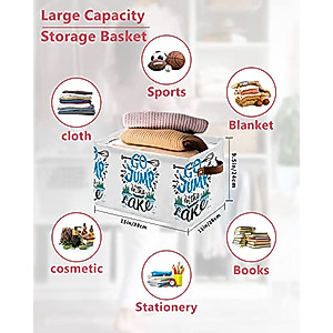 Storage Bins Cubes Waterproof Cloth Storage Basket, Paddle Go Jump the Lake Foldable Storage Bags for Shelf Closet Clothes Storage Organizers with Handles 15x11x9.5 in Summer Bush Forest Illuatraction