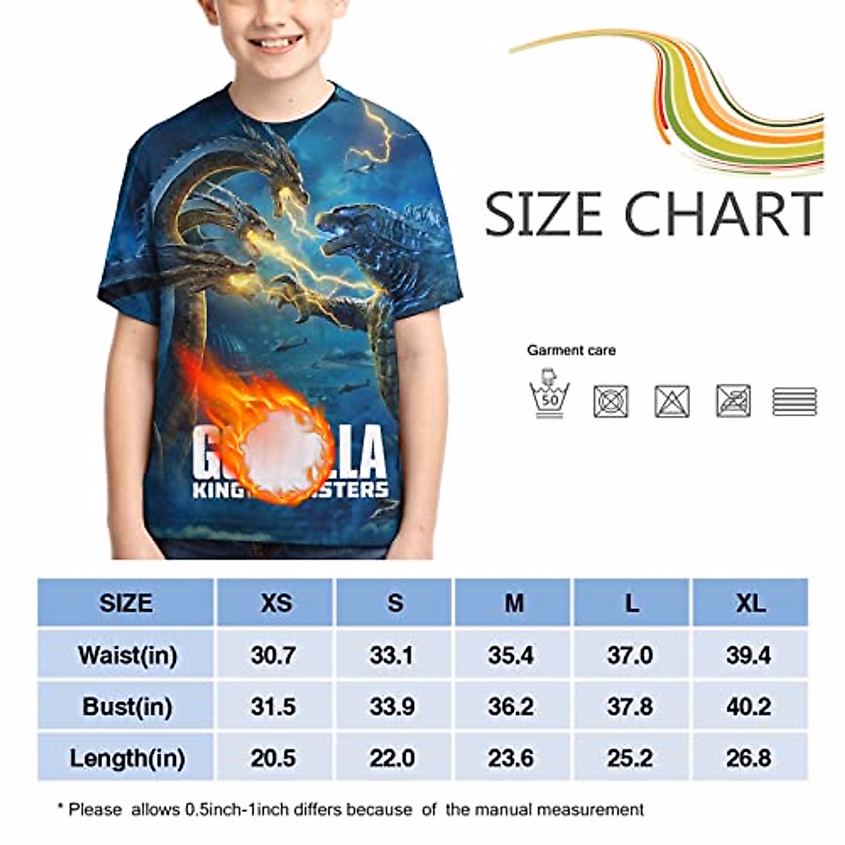 Midz Teen Shirt Monster Dinosaur Tee 3D Printing Shirts Boys Girls T-Shirt Crew Neck Short Sleeve 5-Small