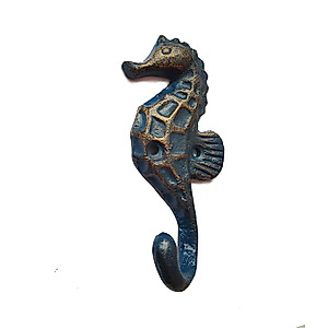 WINTENT Turquoise Patina Cast Iron Seahorse Wall Hooks