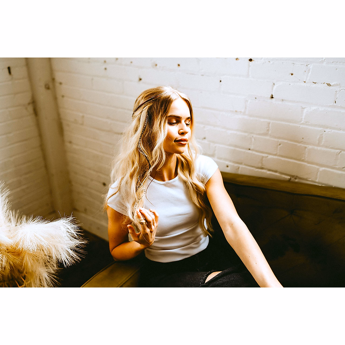 21 Natural Color Hair Feathers - 9”- 14” Long - Feathers for Hair Extension - DIY Kit - Eye-Catching Design - 20 Micro-link Beads - 100% Real Rooster Feathers - Professional Color Hair Feathers