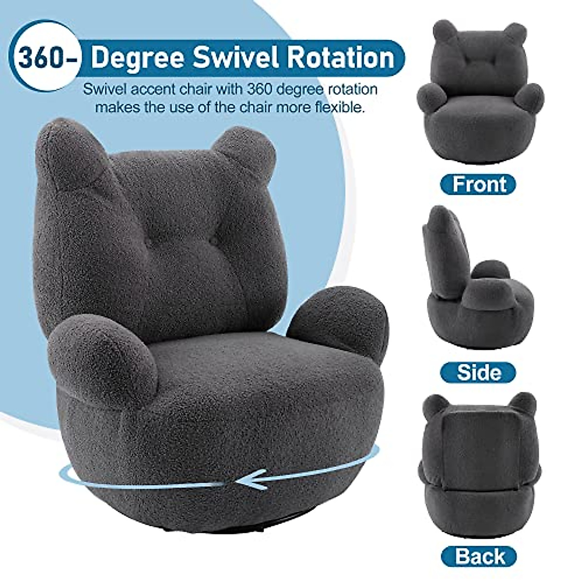 HAUSHECK Swivel Barrel Chair, Black