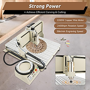 USB 4 Axis CNC 6090 Router Kit MACH3 Control +2.2KW CNC Router Small Wood Metal Engraving Milling Machine,3D Milling Engraving Machine with Controller for Wood Relief, Three-dimensional Carving