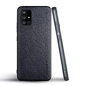 AIORIA for Samsung Galaxy A71 5G Case (Not Fit A71 4G), 6.7 inch Premium PU Leather Cover Retro Business Design Full Protective case for Samsung a71 5g (Black)