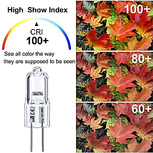 G4 Light Bulb, G4 Halogen Bulbs 20W, 10PCS G4 Bulb 12V AC/DC Dimmable, G4 Bi-Pin Base 2800K Warm White with Long Lasting Lifetime, High Brightness 300LM T3 JC Type, G4 Light for Cabinet Light Bulbs.