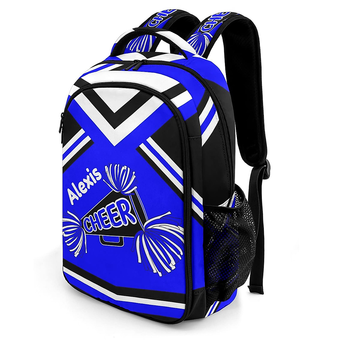 Anneunique Custom Cheer Pom Cheerleaders Blue Backpack Multifunctional Waterproof Laptop Bag for Travel Gift