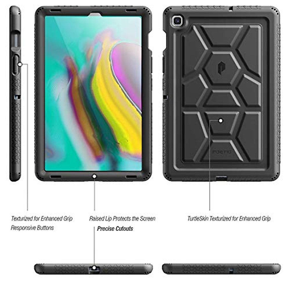 Poetic TurtleSkin Heavy Duty Case Designed for Galaxy Tab S5E 10.5 Inch (SM-T720/T725) 2019 Release, Rugged Shockproof Drop Protection Kids Friendly Protective Silicone Cover Case, Black