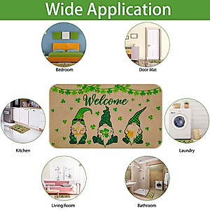 Nuanchu St. Patrick's Day Gnome Mat Welcome Decorative Doormat C Irish Non Slip Rubber Floor Mat Indoor Outdoor Entrance Bathroom Rug for Home Office Garden, 17 x 29 Inch