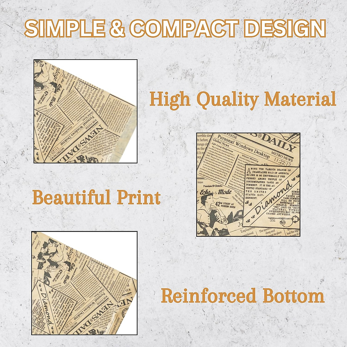 Novel Box® Newsprint Kraft Print Paper Gift Candy Jewelry Merchandise Bag Bundle 6X9" (100 Count) + Custom NB Pouch