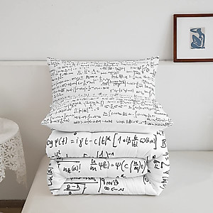 Feelyou Math Formula Duvet Set Mathematical Comforter Set for Kids Boys Girls Educational Bedding Set Science Comforter Black White 1 Comforter Set with 1 Pillowcase Twin Size Boys