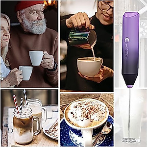 Electric Milk Frother Handheld, Battery Operated Whisk Beater Foam Maker for Coffee, Cappuccino, Latte, Matcha, Hot Chocolate, Mini Drink Mixer, No Stand, Galaxy