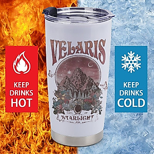 Velaris City Of Starlight Tumbler Acotar The Night Court Bookish 20 Oz Stainless Steel Insulated Tumblers with Lid And Straw Bookish Acotar Travel Coffee Mug Gifts