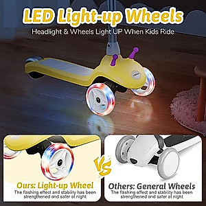 3 Wheel Electric Scooter for Kids, Gobazaar Kids Electric Scooter, 3 Wheel Kids Electric Scooter for Boys/Girls Ages 2-10, Adjustable Height, Fun LED Flashing Wheels Great Gifts