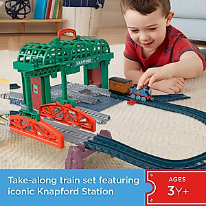 Thomas & Friends Diecast Toy Train & Track Set Knapford Station 2-in-1 Playset & Storage Case for Preschool Kids Ages 3+ Years​