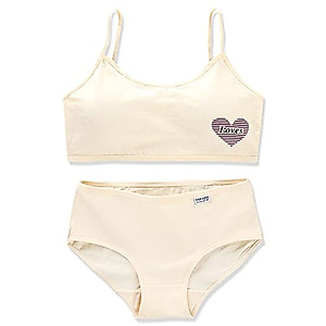 Girls’ Seamless Underwear Set - Training Bra and Matching Panties – Crop Cami Bralette and Briefs for 8-14 Age (6 Pcs) Type 2