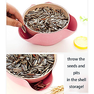 Cedilis 4 Pack Pistachio Bowl, Double Peanut Bowl with Seeds Shell Storage, Wheat Straw Snack Serving Dish for Sunflower Seeds, Edamame, Nuts Fruits