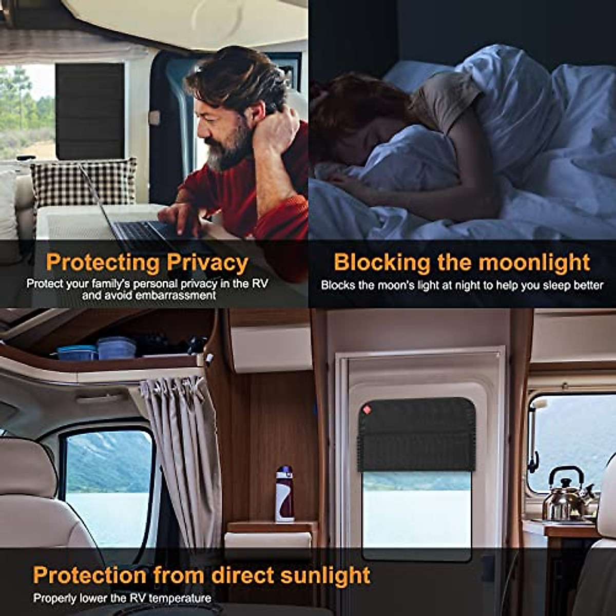 Beletops Foldable Velcro RV Door Window Shade，Camper Door Shade， Thin Shade Ready RV Window Shade，Blocking The Sun's Rays Makes The Interior of The RV Dark for RV Accessories Shade【25''x16''】 Black
