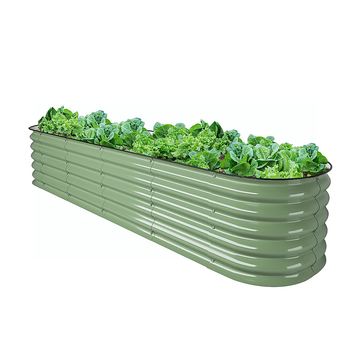 VEGEGA. 8ft X 2ft X 1.4ft Raised Garden Bed Kit, Large Zinc-Aluminum-Magnesium Coated Steel Metal Planter Box, for Planting Outdoor Plants Vegetables, Green