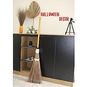 NDP78 Natural Broom - 55 Inches Length, Heavy Duty Broom , Garden Broom, Coconut Broom, Outdoor Broom, Garage Broom, Hard Floor Broom, Outdoor Brooms for Sweeping Patio, Brown, White