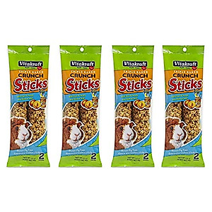 Vitakraft 8 Pack of Guinea Pig Treat Crunch Sticks, 1.75 Ounces each, with Fruit and Honey