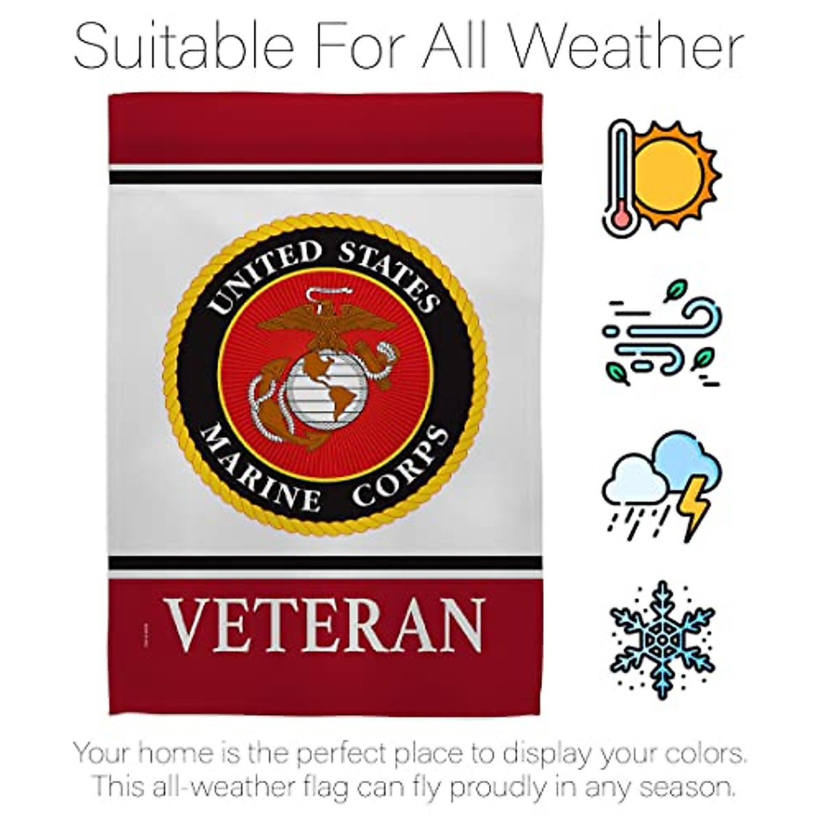 USA Decoration Marine Corps Veteran Garden Flag Armed Forces USMC Semper Fi United State American Military Retire Official House Decoration Banner Small Yard Gift Double-Sided, 13"x 18.5", Made In USA