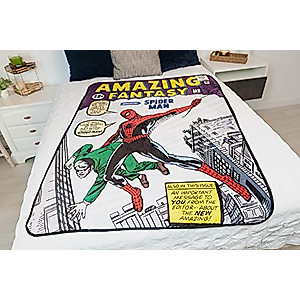 Marvel Spider-Man Amazing Fantasy No. 15 Fleece Throw Blanket | Official Marvel Spider-Man Collectible Blanket | Measures 60 x 45 Inches