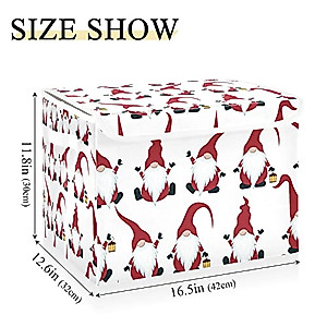 senya Large Storage Bins with Lids Large Closet Storage Bins Christmas Gnomes(6), Foldable Fabric Storage Boxes with Handle for Home Bedroom Office(228vb9g)