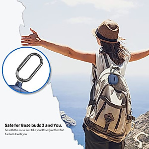 Bose QuietComfort Earbuds II Case(2022), WOFRO Silicone Protective Skin Cover for New Bose QuietComfort Earbuds 2 Accessories with Carabiner (Blue)