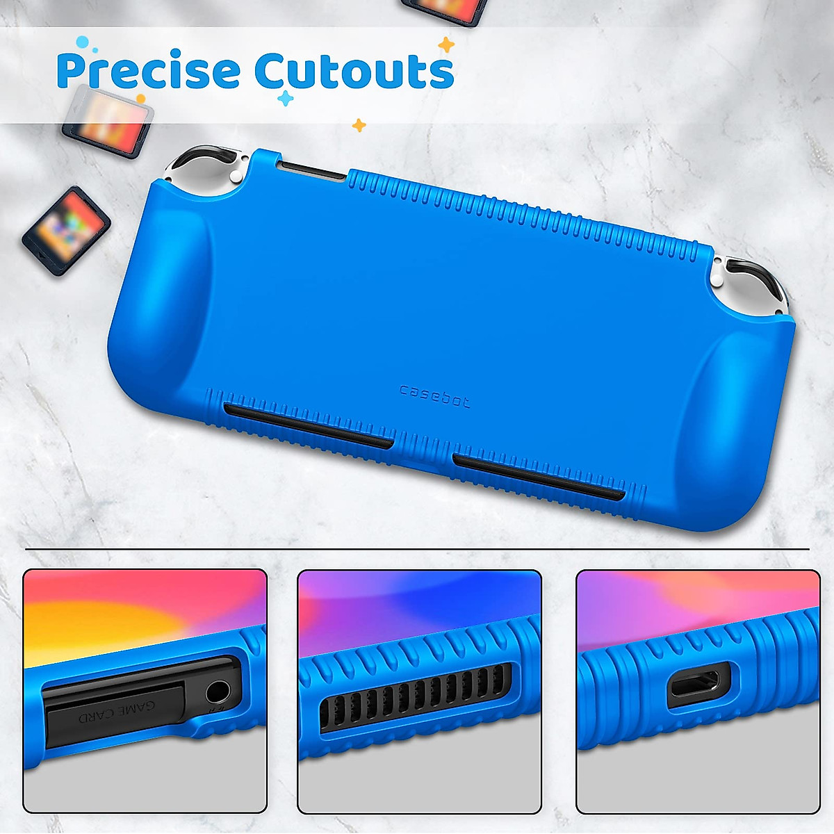 Fintie Case Soft Silicone Protective Cover, [Anti-Slip] Shockproof Case w/Ergonomic Grip, Grip Case for Console 7.0" (Blue)