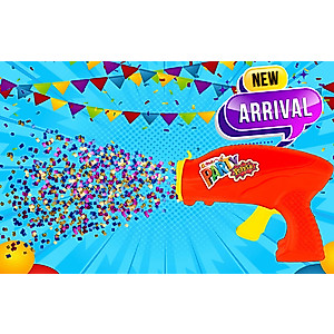 Confetti Party Poppers Gun Party Supplies (1 Gun 4 Shots) Plus Sticker Reusable Multicolor Metallic Confetti Poppers Gun Confetti Gun Party Favors Kids & Adults Birthday Parties Crazy Hour Fun 955-1s