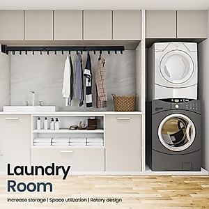 Wall Mounted Clothes Drying Rack - Collapsible, Foldable Space Saving Laundry Hanger - Trifold Expandable, Retractable Heavy Duty Clothing Rack