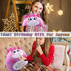 Birthday Plush Unicorn Pillow, Happy Birthday Gifts for Girls Toddlers Kids, Soft Plush Toy Cute Unicorn Stuffed Animal, Plushies Doll Home Room Decoration, Unicorn Sleep Mask