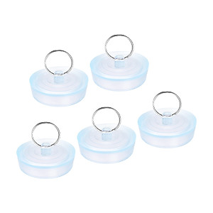 uxcell Rubber Sink Plug, 5pcs Clear Drain Stopper Fit 1-7/8" to 1-15/16" Drain with Hanging Ring for Bathtub Kitchen and Bathroom